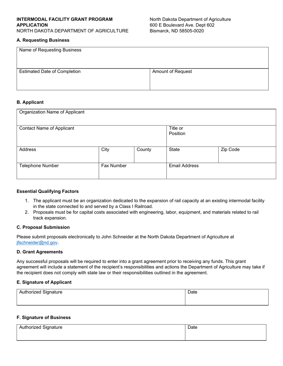 North Dakota Intermodal Facility Grant Program Application Download ...