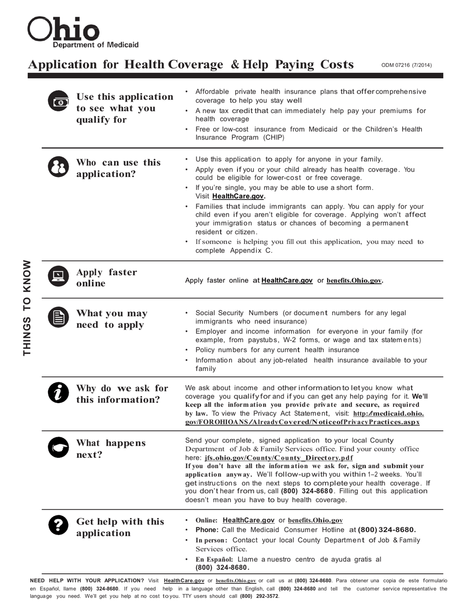 Form ODM07216 - Fill Out, Sign Online and Download Fillable PDF, Ohio ...