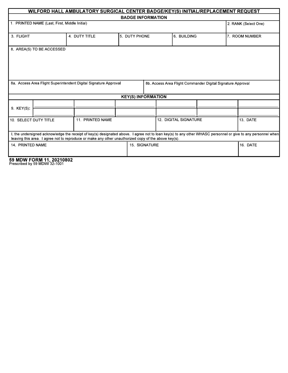 59 MDW Form 11 Download Fillable PDF or Fill Online Wilford Hall ...