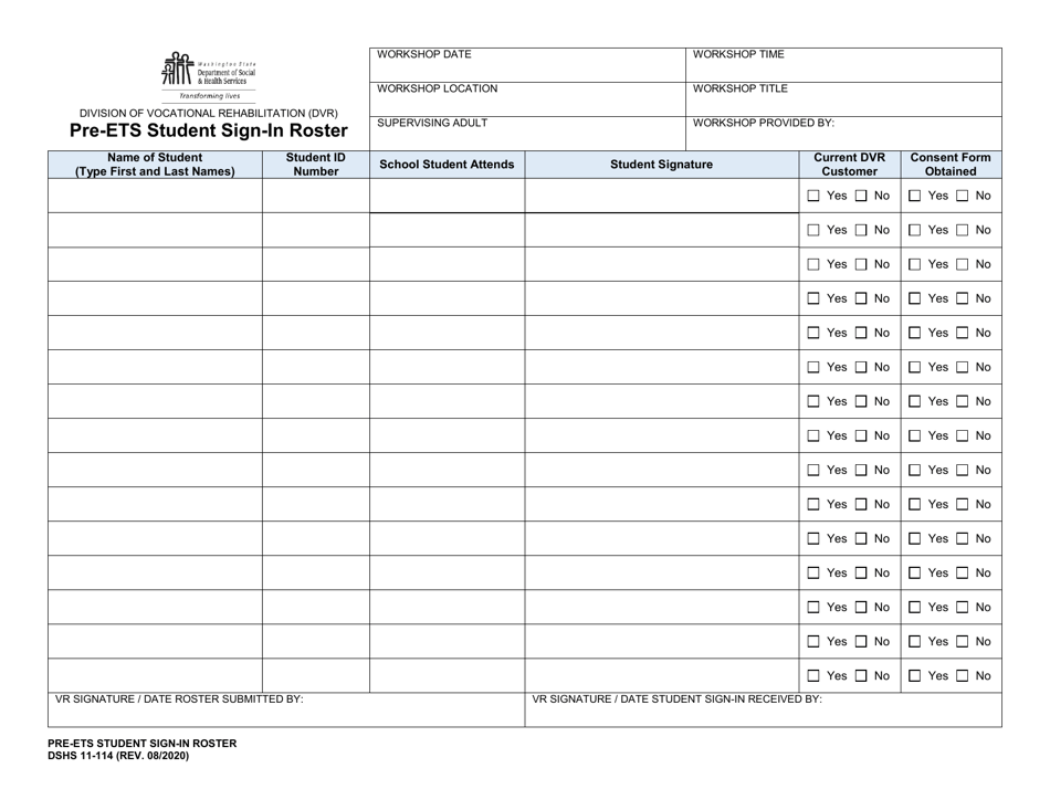 DSHS Form 11-114 - Fill Out, Sign Online and Download Printable PDF ...