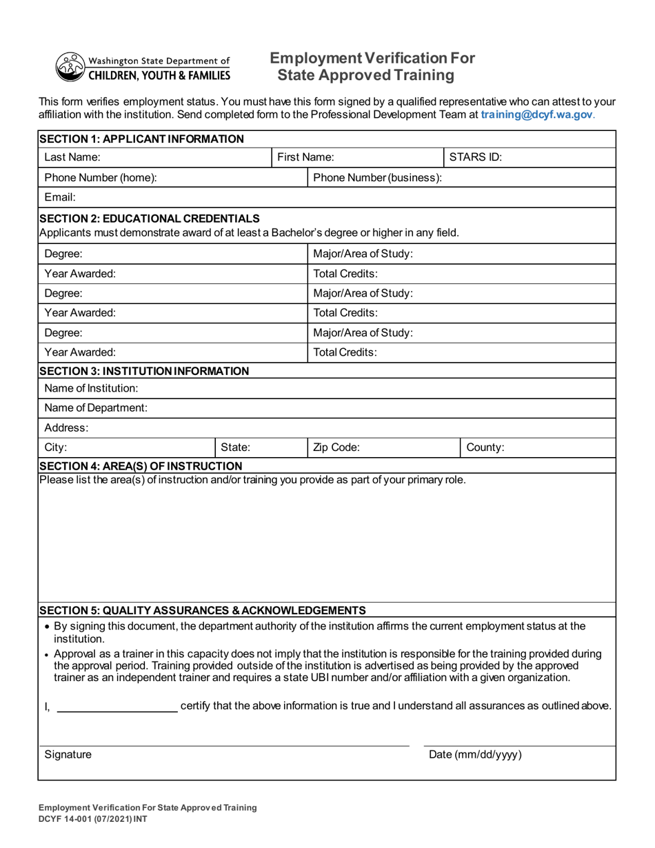 DCYF Form 14-001 - Fill Out, Sign Online and Download Printable PDF ...