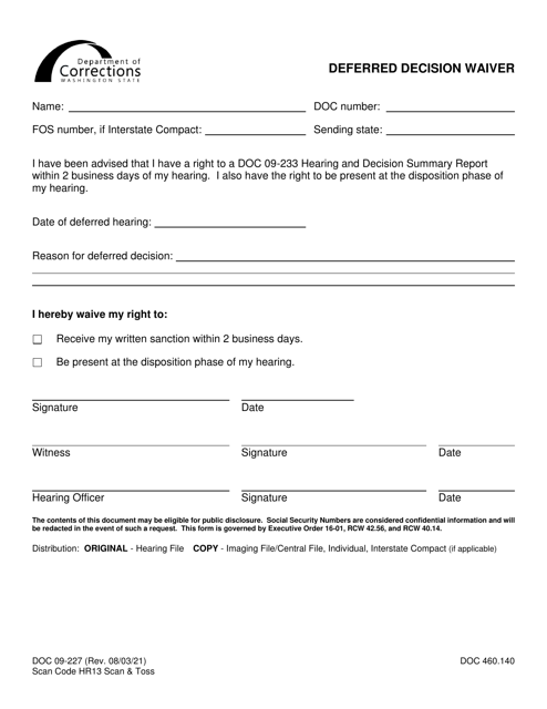 Form DOC09-227 - Fill Out, Sign Online and Download Printable PDF ...