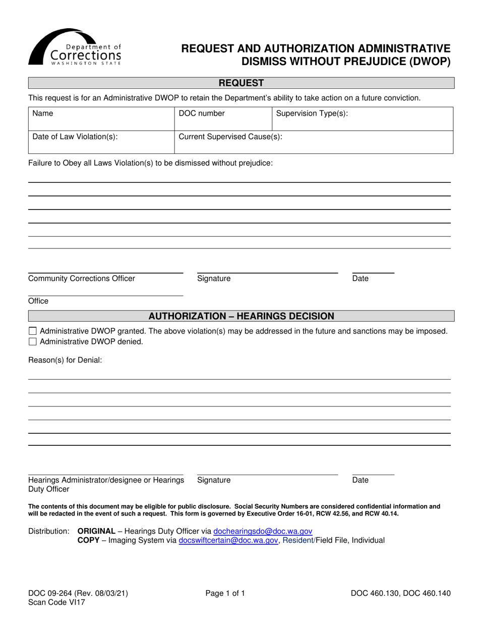 Form DOC09-264 Download Printable PDF or Fill Online Request and ...