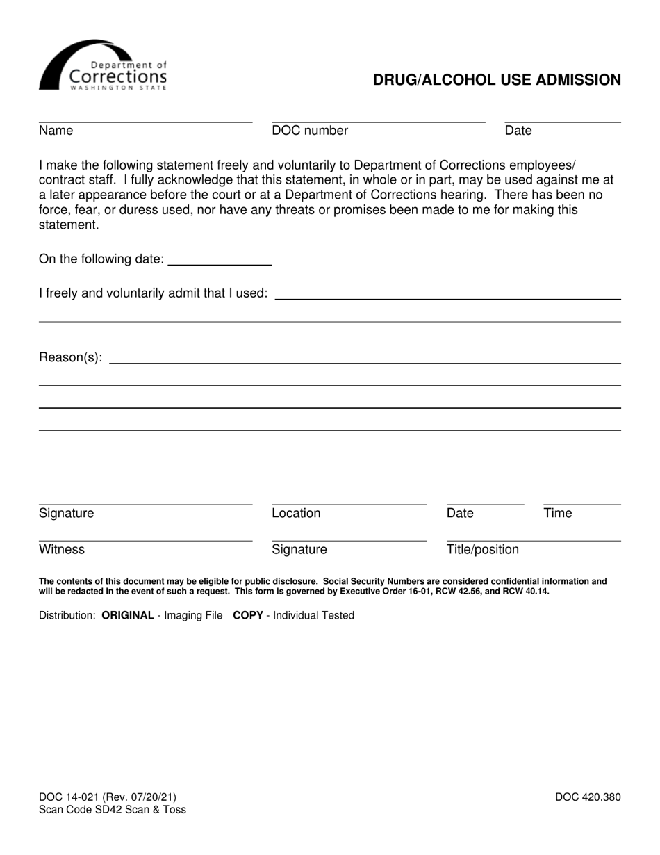 Form DOC14-021 - Fill Out, Sign Online and Download Printable PDF ...