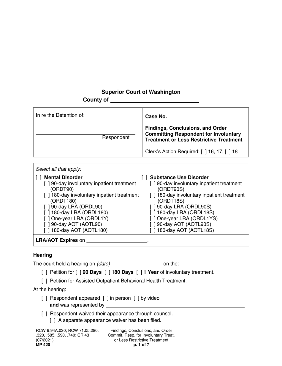 Form MP420 - Fill Out, Sign Online and Download Printable PDF ...