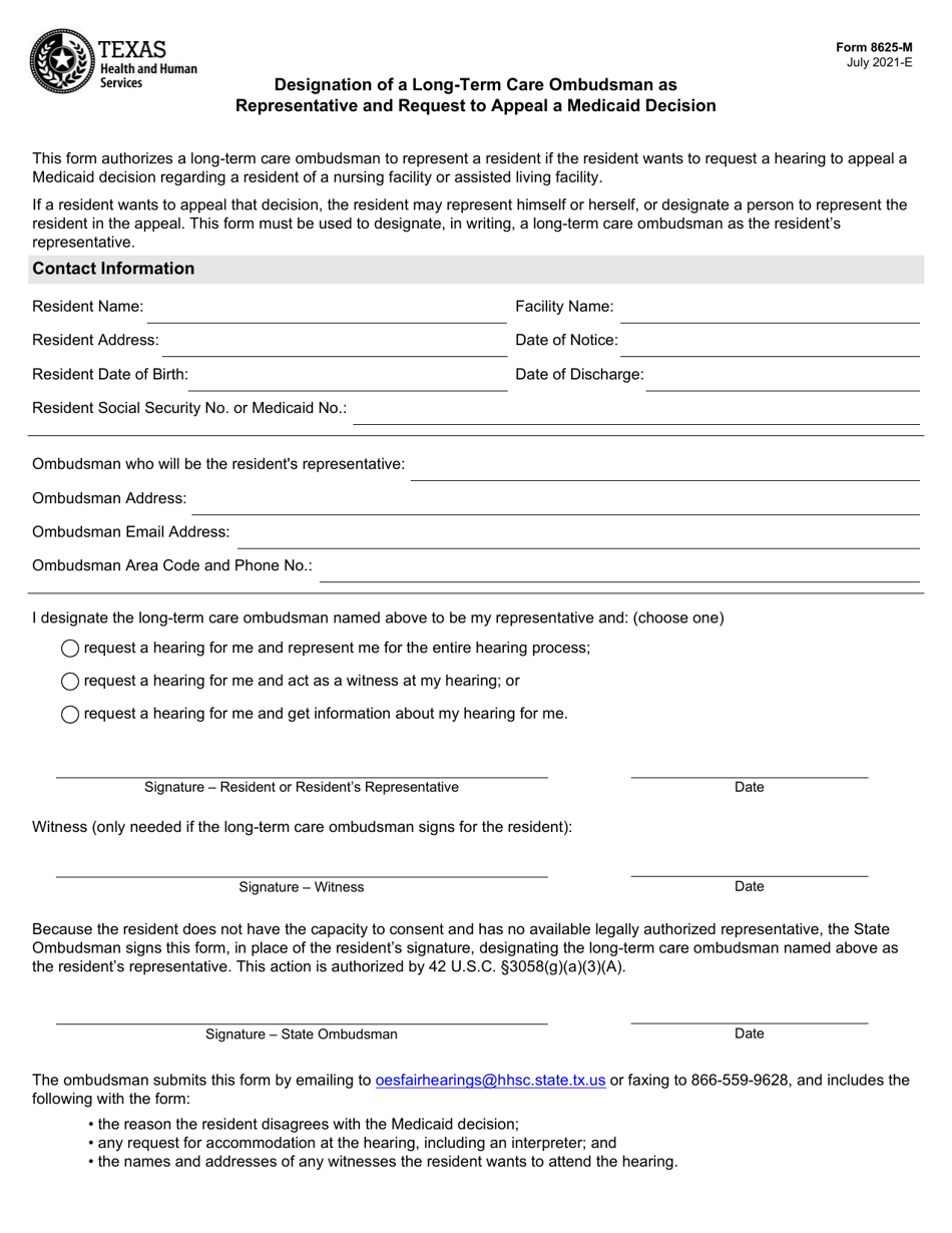 Form 8625-M - Fill Out, Sign Online and Download Fillable PDF, Texas ...