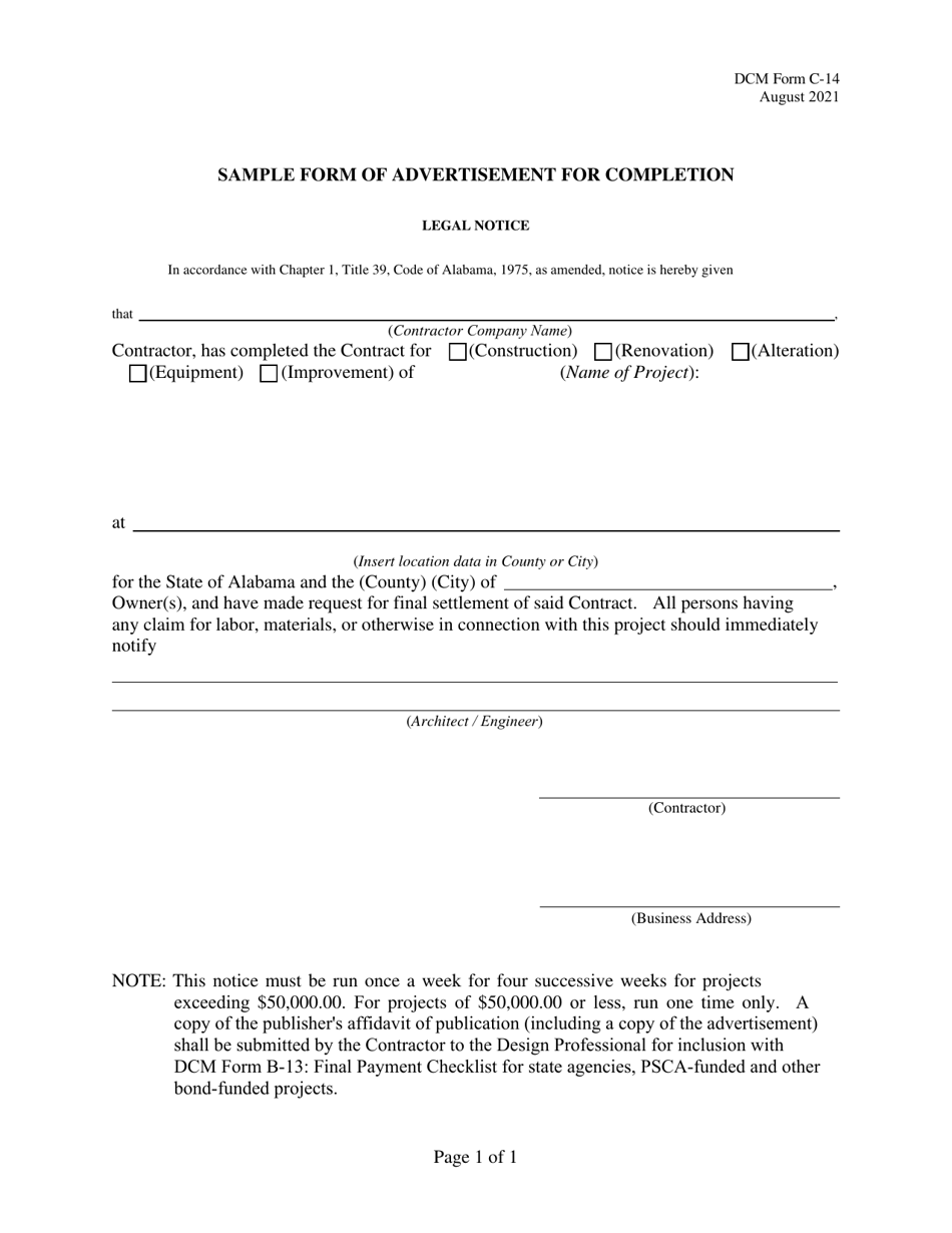 DCM Form C-14 - Fill Out, Sign Online and Download Fillable PDF ...