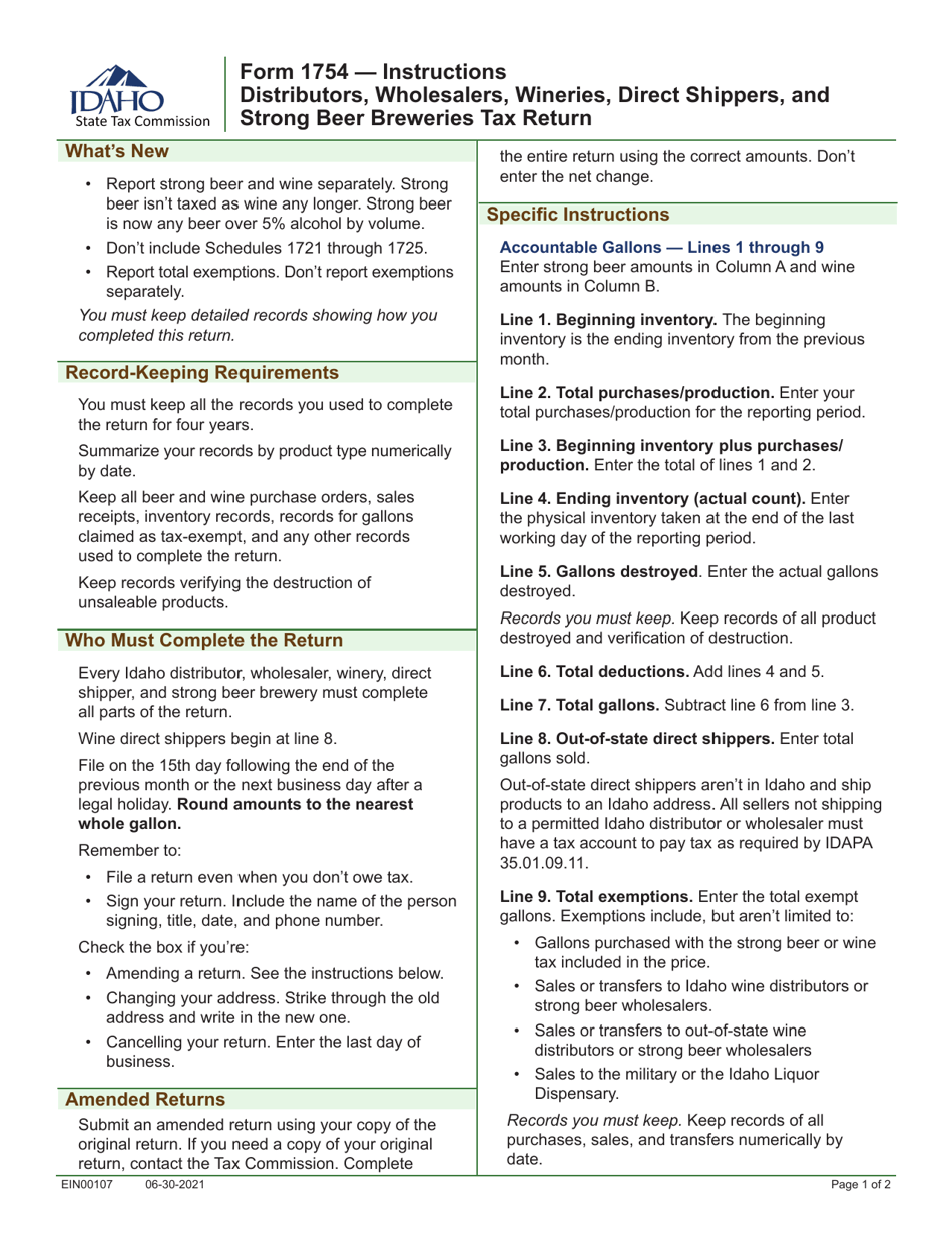 Download Instructions for Form 1754 Distributors, Wholesalers, Wineries ...