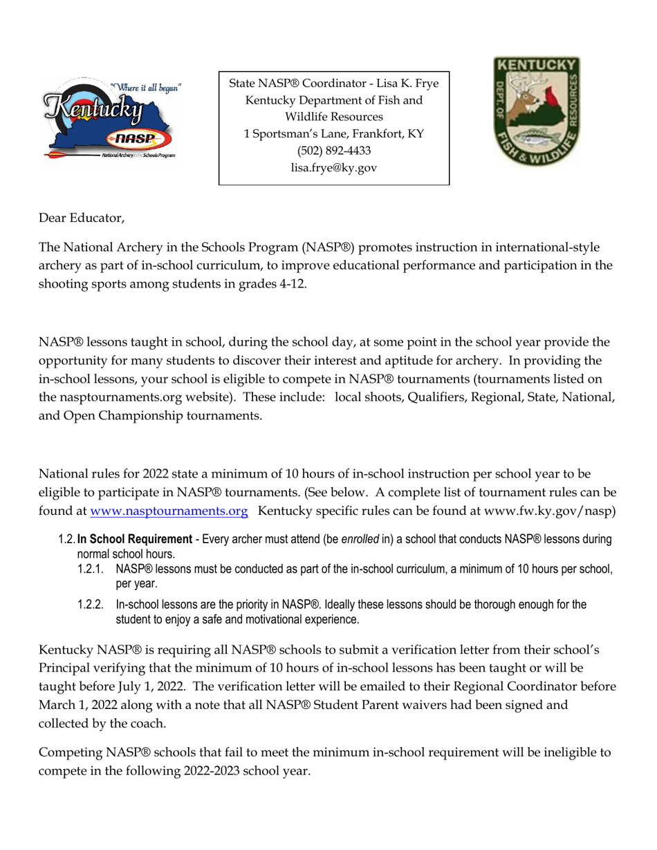 2022 Kentucky Nasp School Verification Download Fillable PDF ...