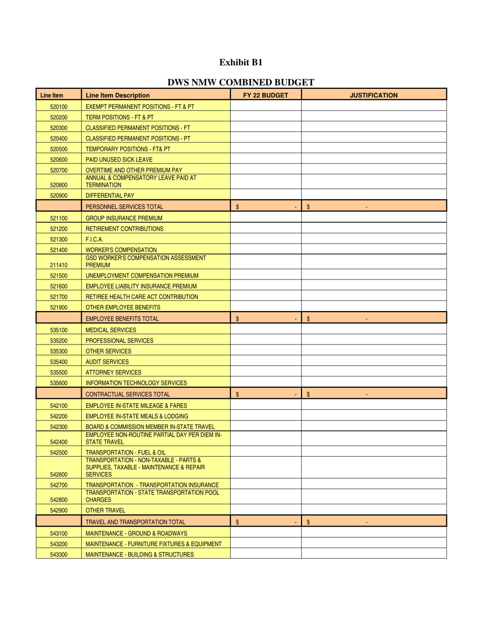 2022 New Mexico Dws Nmw Combined Budget - Fill Out, Sign Online and ...