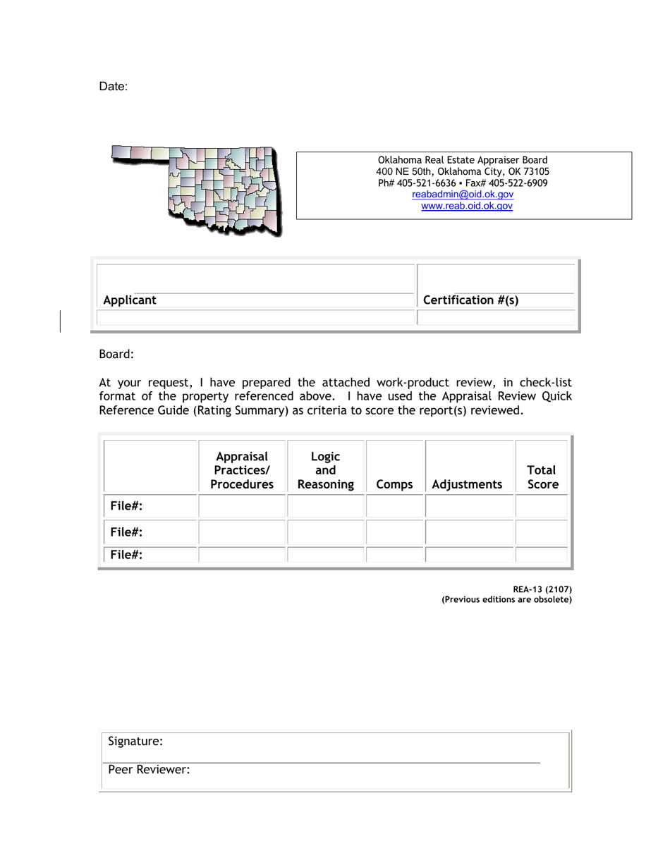 Form REA-13 Download Printable PDF or Fill Online Summary and ...