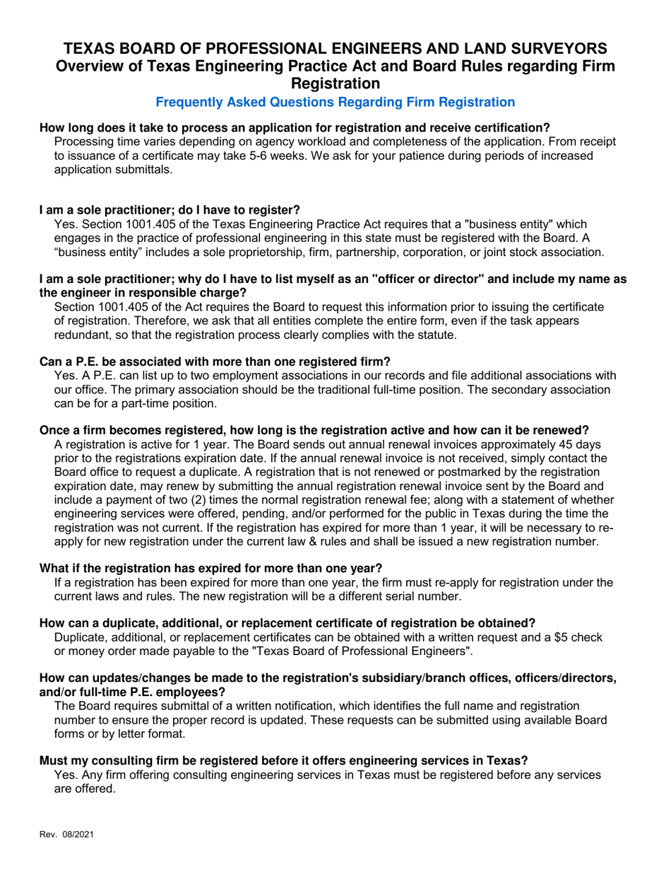 Texas Firm Registration Application Download Fillable PDF | Templateroller