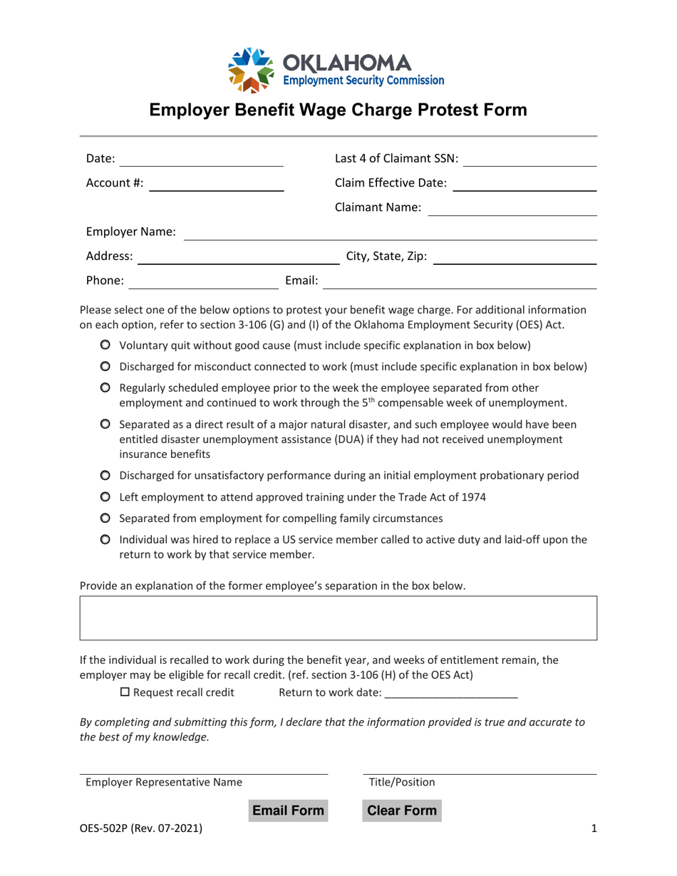 Form OES-502P - Fill Out, Sign Online and Download Fillable PDF ...