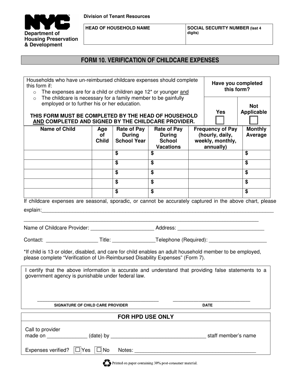 Form 10 - Fill Out, Sign Online and Download Fillable PDF, New York ...