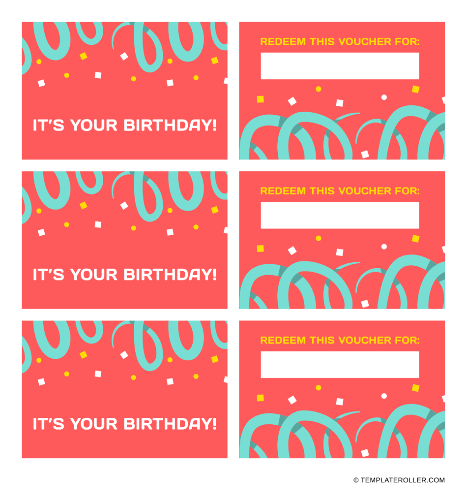 Birthday Coupon Template Red And Blue Fill Out Sign Online And