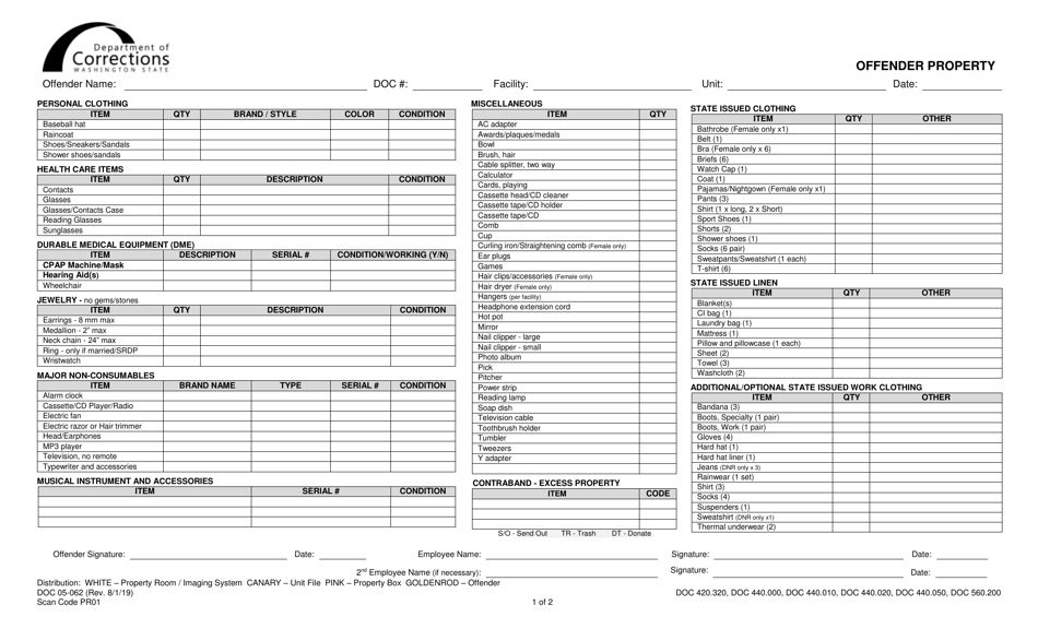 Form DOC05-062 - Fill Out, Sign Online and Download Printable PDF ...