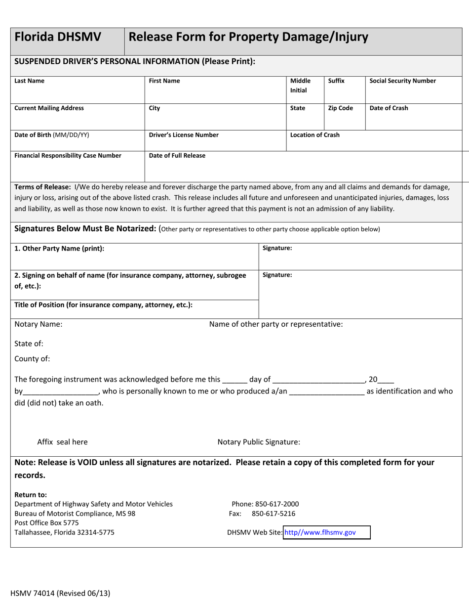 Form HSMV74014 - Fill Out, Sign Online and Download Fillable PDF ...