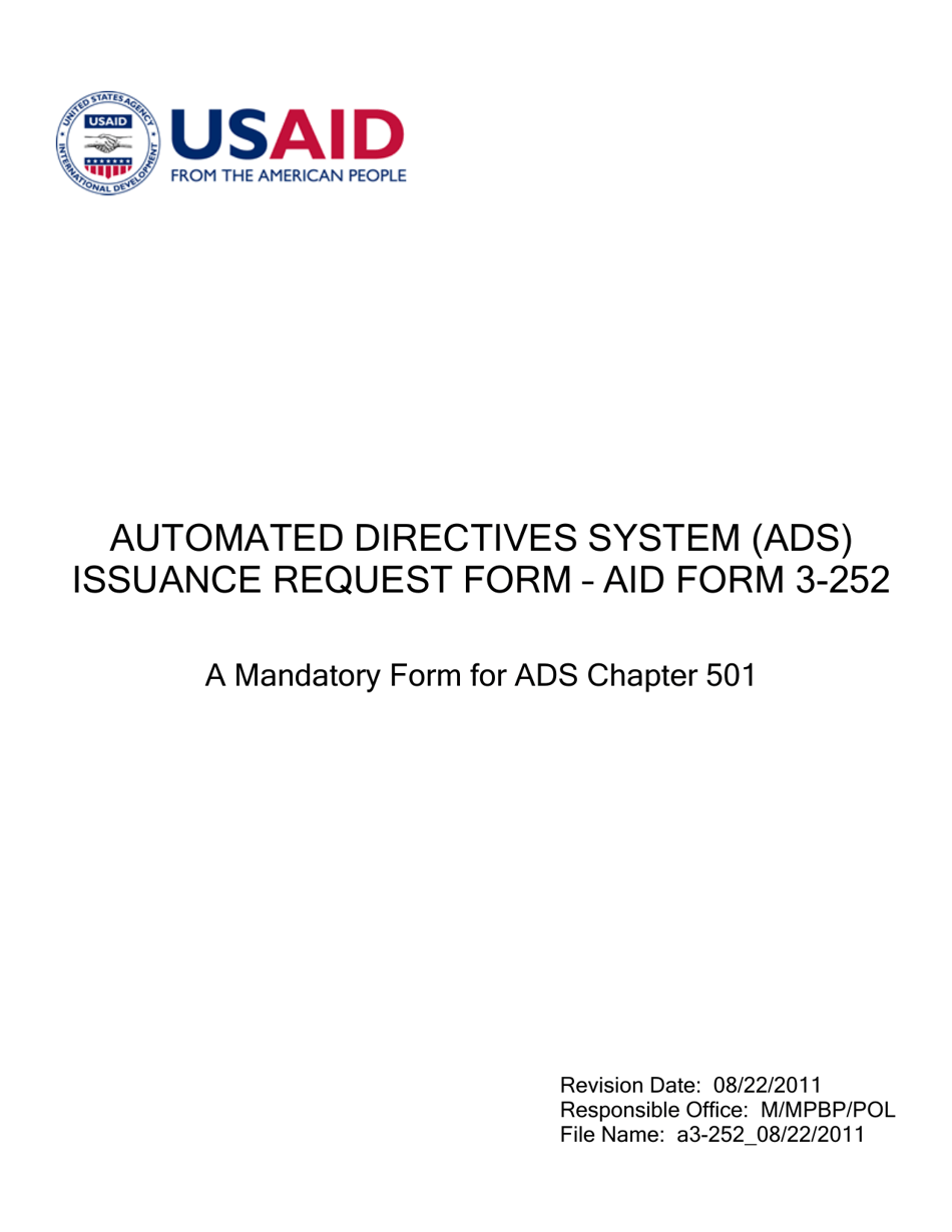 Form AID3-252 - Fill Out, Sign Online and Download Printable PDF ...