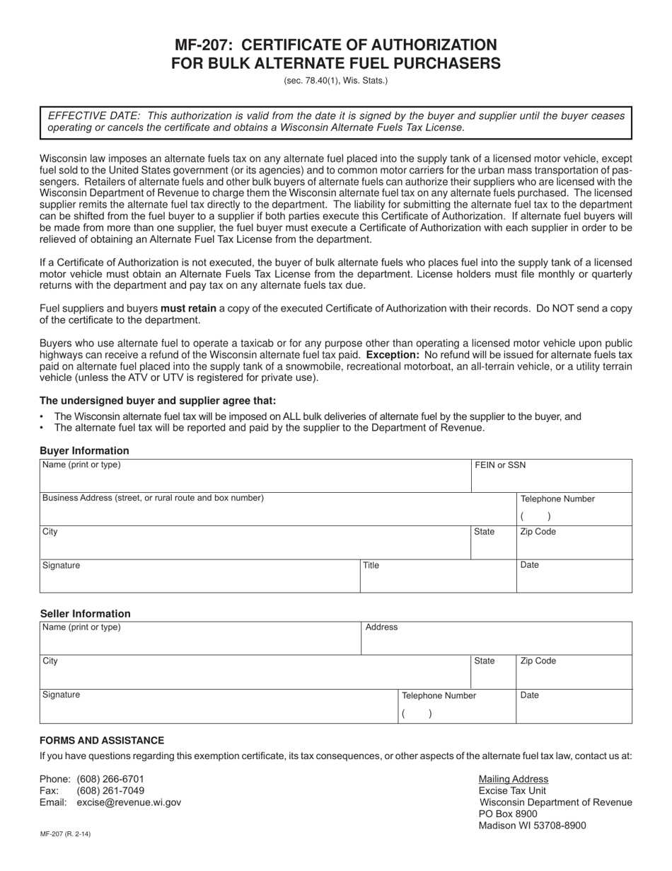 Form MF-207 - Fill Out, Sign Online and Download Printable PDF ...