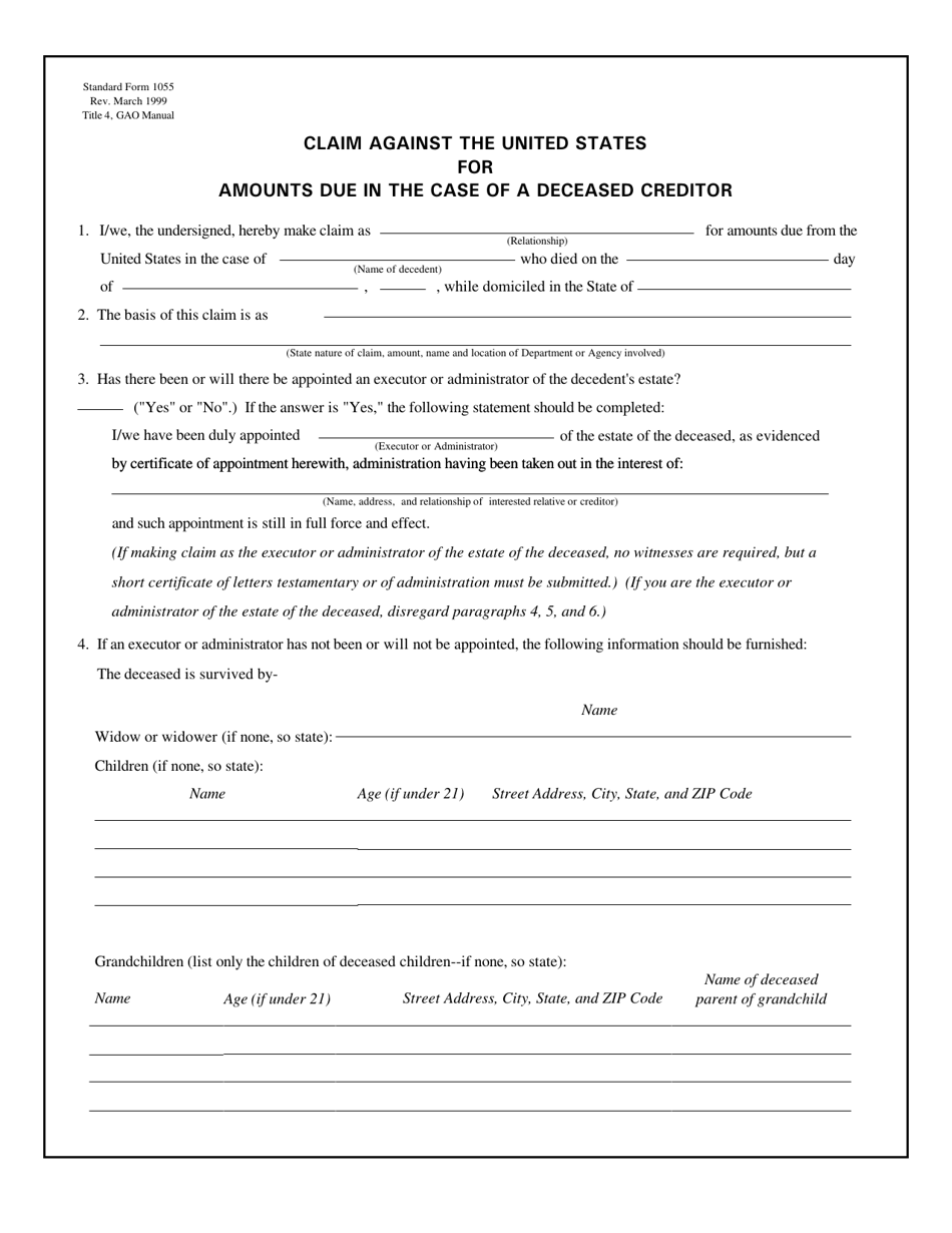 Form SF-1055 - Fill Out, Sign Online and Download Printable PDF | Templateroller