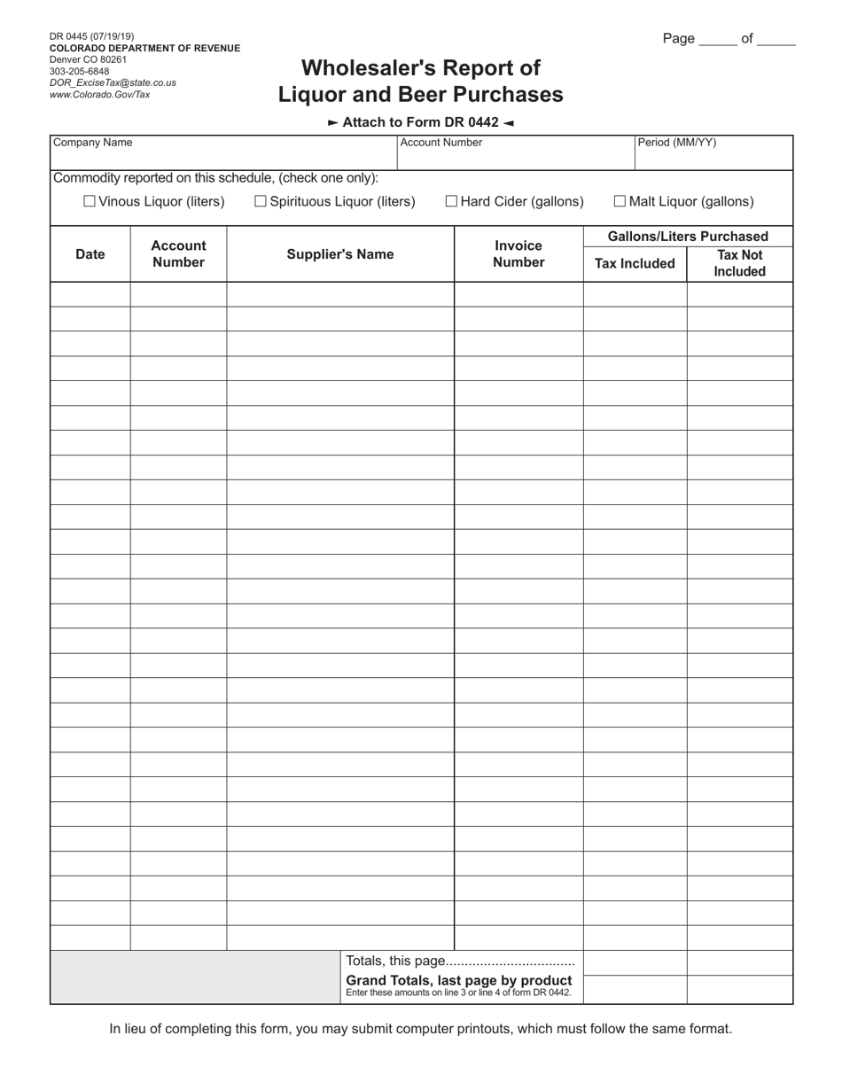 Form DR0445 - Fill Out, Sign Online and Download Fillable PDF, Colorado ...