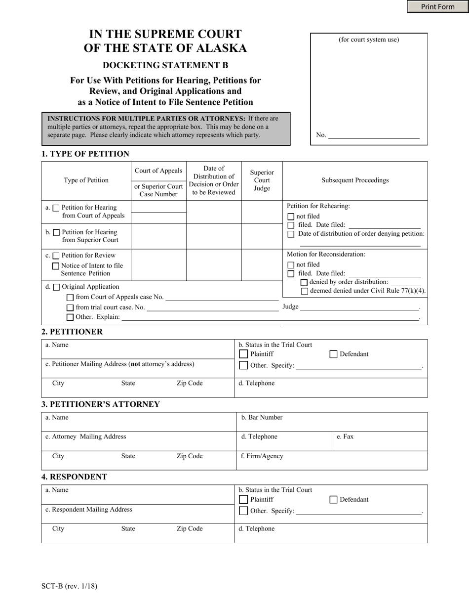 Form SCT-B - Fill Out, Sign Online and Download Fillable PDF, Alaska ...