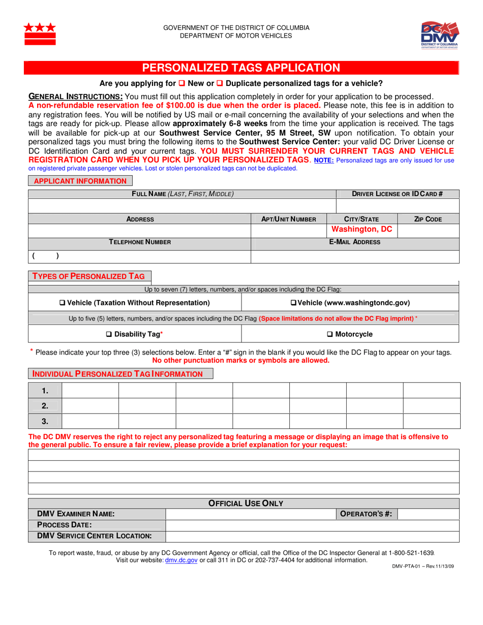 Form DMV-PTA-01 - Fill Out, Sign Online and Download Printable PDF ...