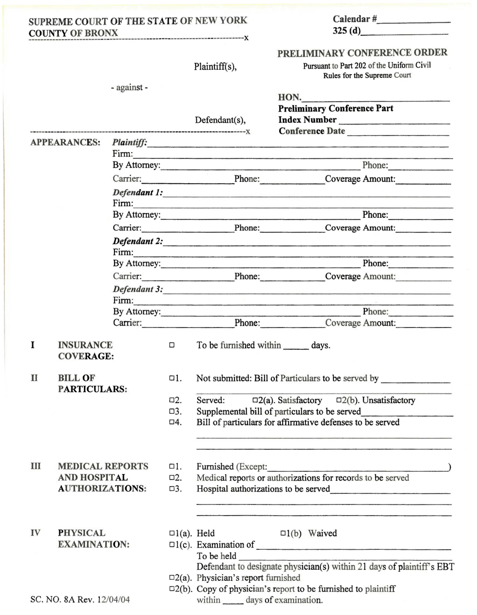 SC. Form 8A - Fill Out, Sign Online and Download Printable PDF, Bronx ...