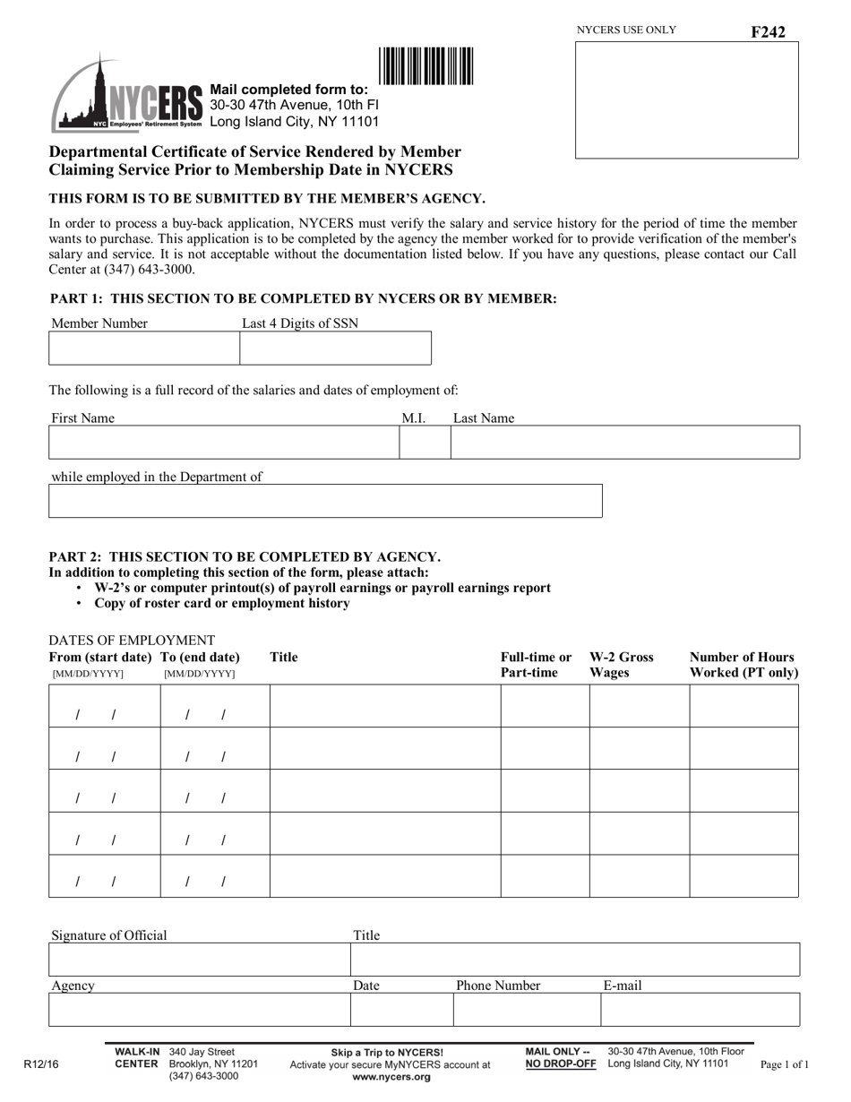 Form F242 - Fill Out, Sign Online and Download Fillable PDF, New York ...