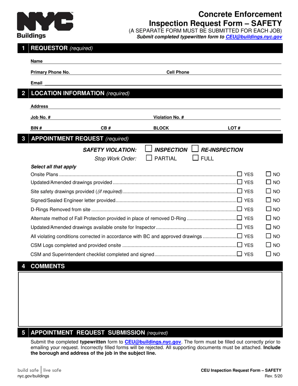 New York City Concrete Enforcement Inspection Request Form - Safety ...