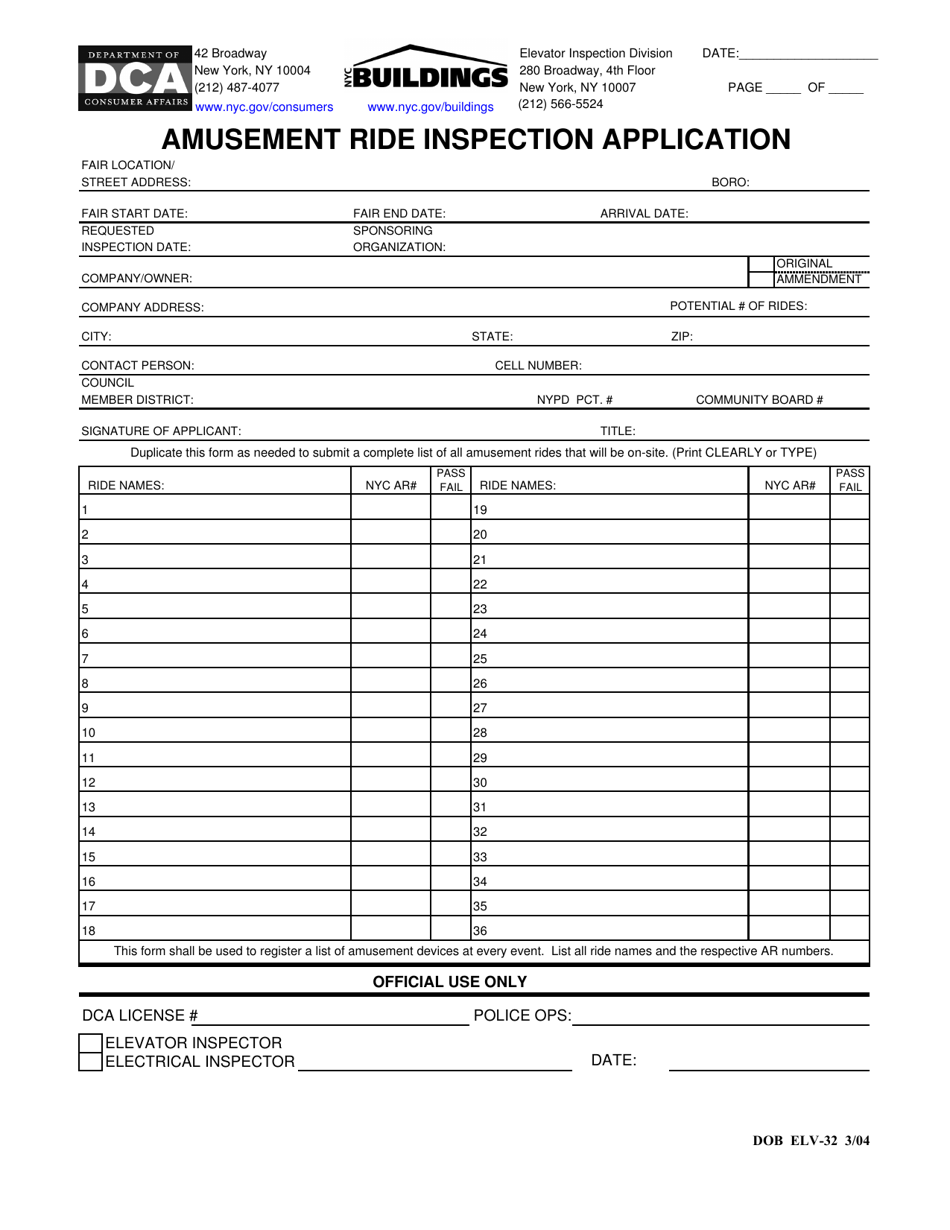 Form ELV-32 - Fill Out, Sign Online and Download Fillable PDF, New York ...