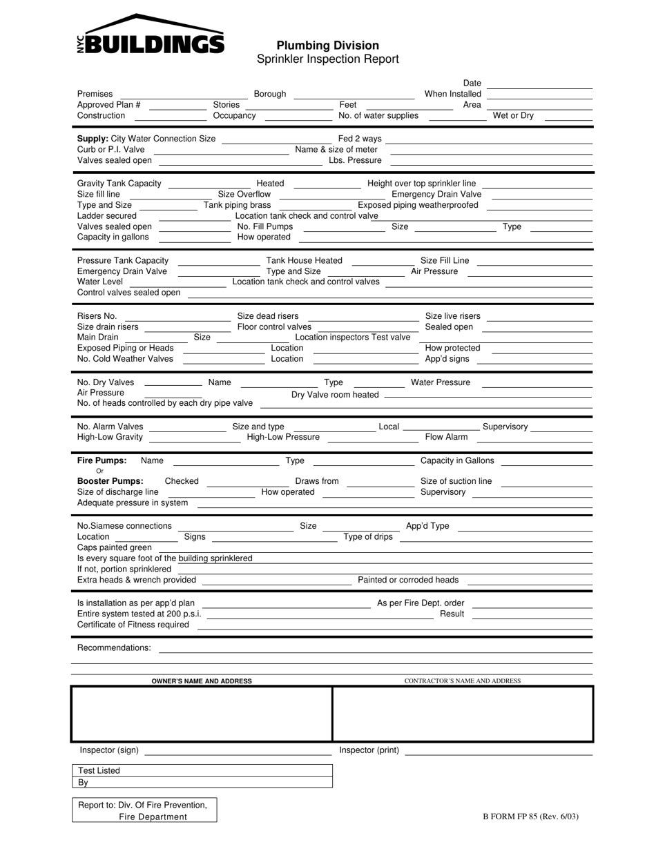 B Form FP85 - Fill Out, Sign Online and Download Fillable PDF, New York ...
