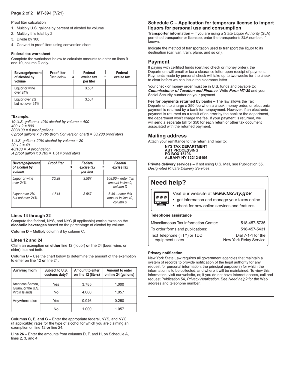 Download Instructions for Form MT-39 Alcoholic Beverages Tax Clearance ...
