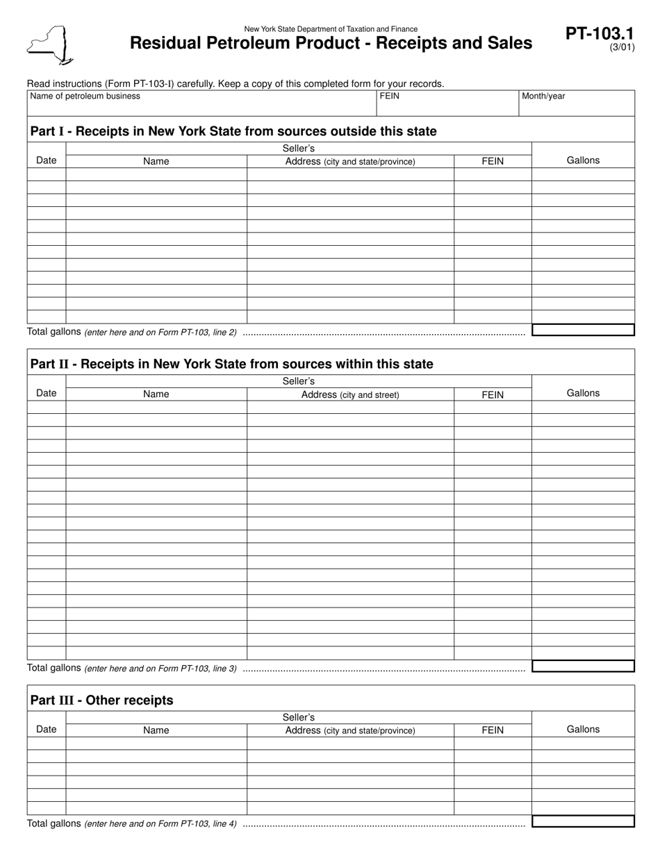 Form PT-103.1 - Fill Out, Sign Online and Download Printable PDF, New ...
