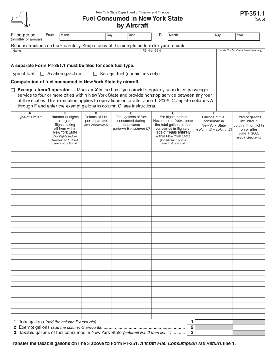 Form PT-351.1 - Fill Out, Sign Online and Download Printable PDF, New ...