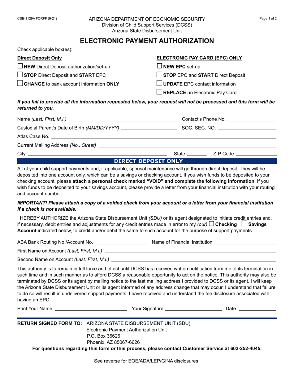 Form CSE-1129A - Fill Out, Sign Online and Download Fillable PDF ...