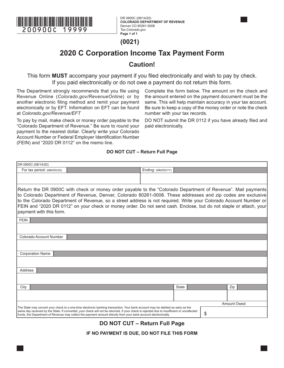 Form DR0900C Download Fillable PDF or Fill Online C Corporation Income ...