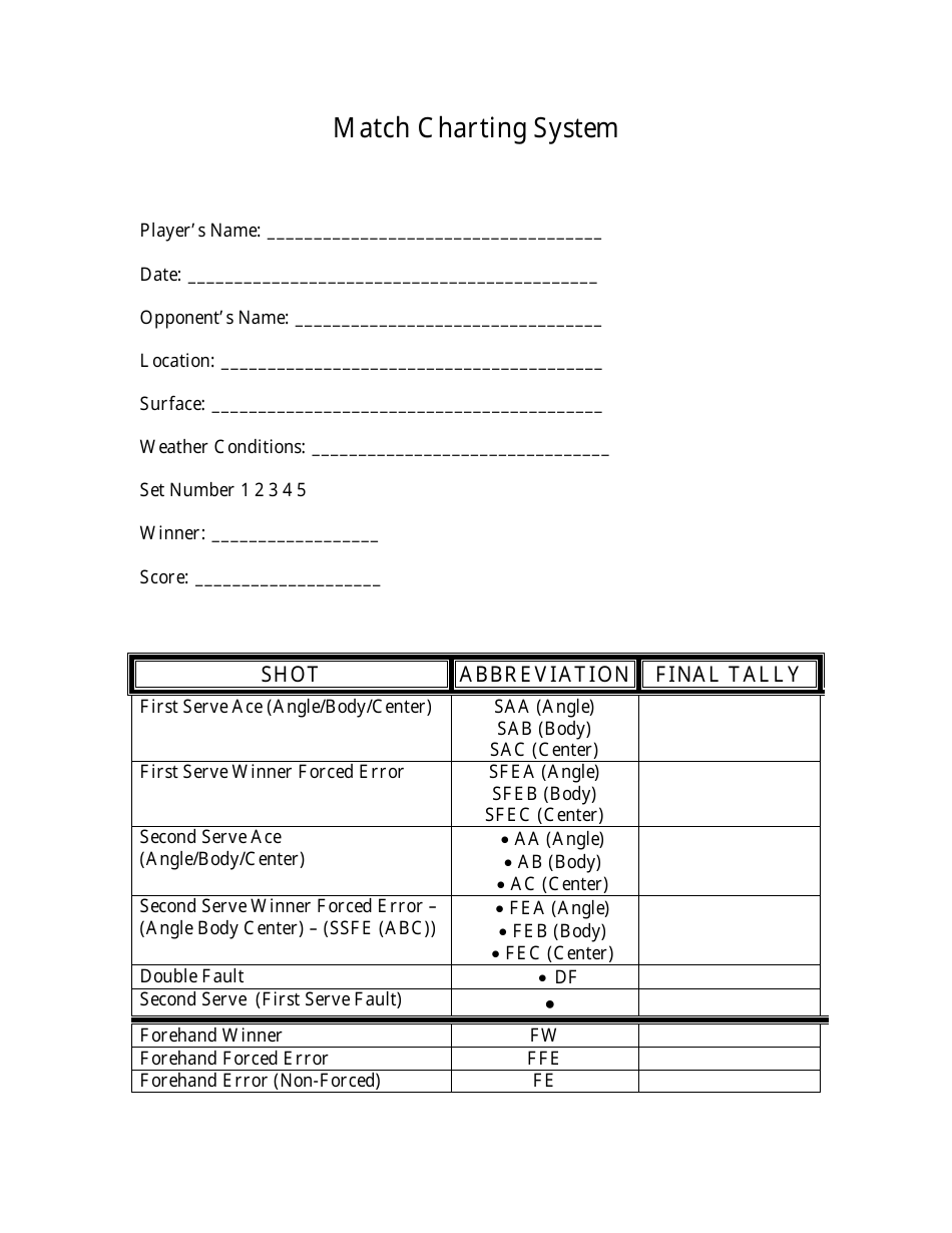 Match Chart Download Printable PDF | Templateroller