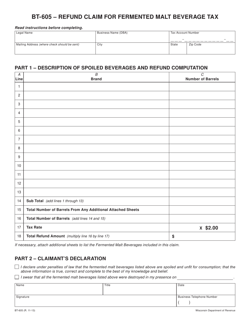 Form BT-605 - Fill Out, Sign Online and Download Printable PDF ...