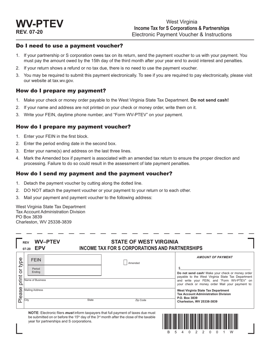 Form WV-PTEV - Fill Out, Sign Online and Download Printable PDF, West ...