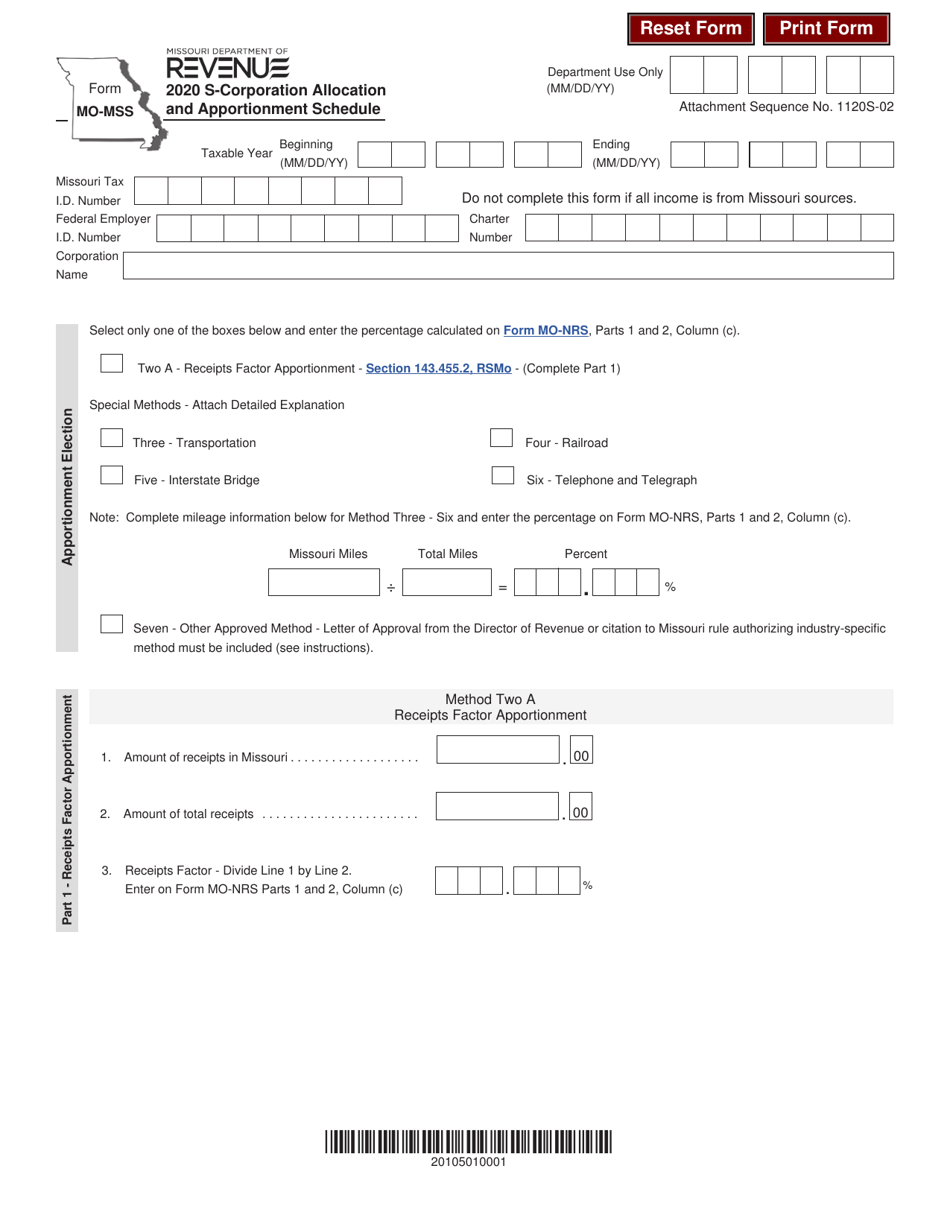 Form MO-MSS - 2020 - Fill Out, Sign Online and Download Fillable PDF ...
