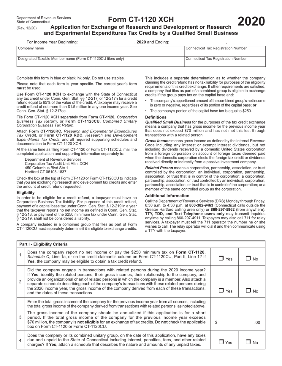 Form CT-1120 XCH - 2020 - Fill Out, Sign Online and Download Printable ...