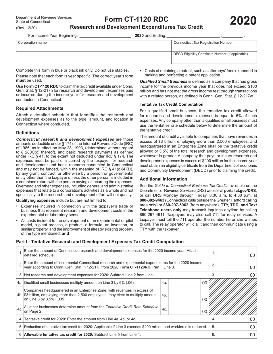 Form CT-1120 RDC - 2020 - Fill Out, Sign Online and Download Printable ...