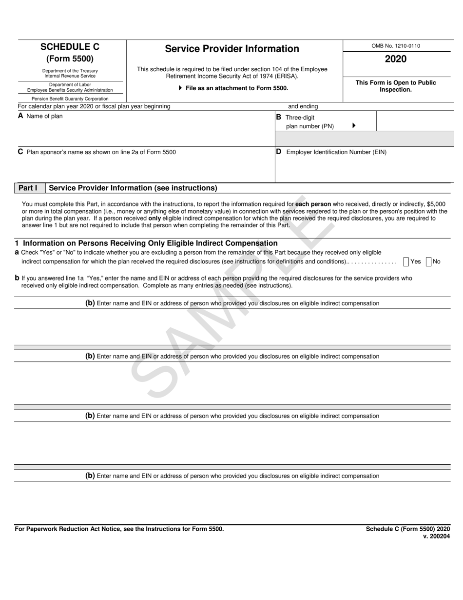 Form 5500 Schedule C - 2020 - Fill Out, Sign Online and Download ...