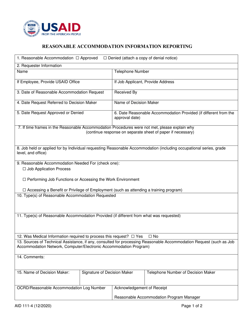 Form AID111-4 - Fill Out, Sign Online and Download Fillable PDF ...