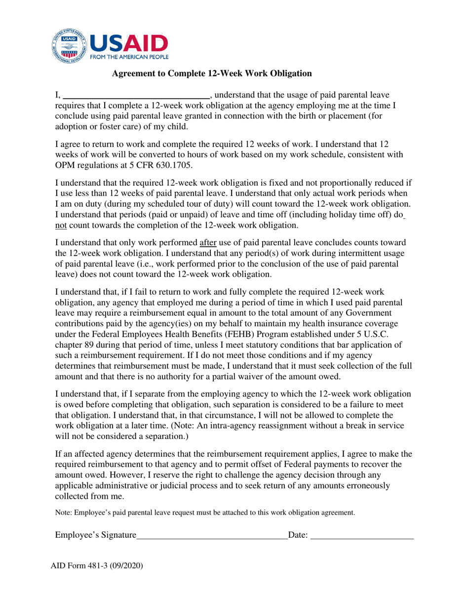 Form AID481-3 - Fill Out, Sign Online and Download Fillable PDF ...