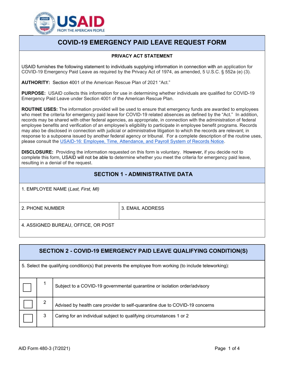 Form AID480-3 - Fill Out, Sign Online and Download Fillable PDF ...
