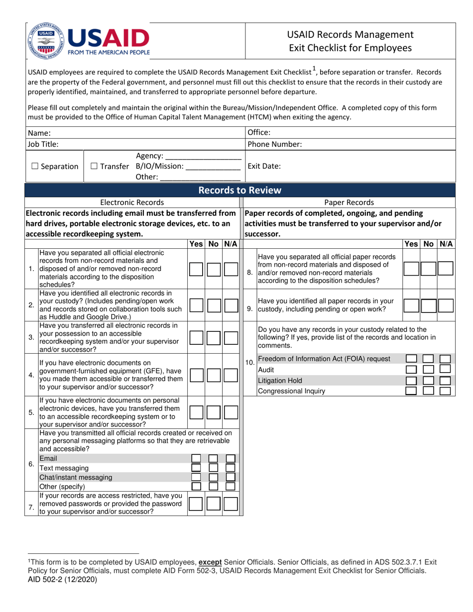 Form AID502-2 - Fill Out, Sign Online and Download Fillable PDF ...