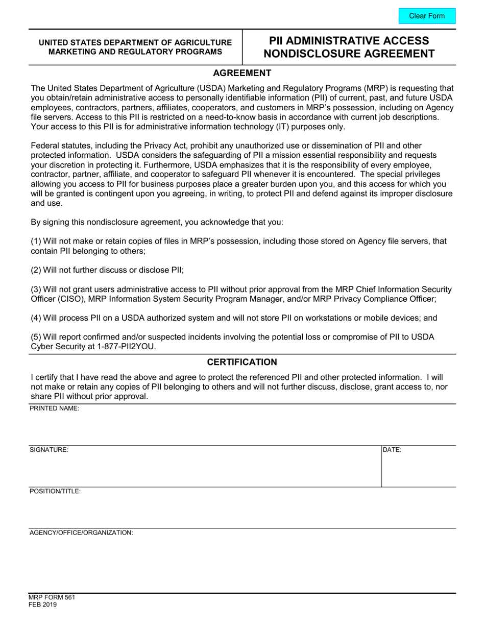 MRP Form 561 - Fill Out, Sign Online and Download Fillable PDF ...