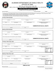 Alabama EMS Web Management Form Download Fillable PDF | Templateroller